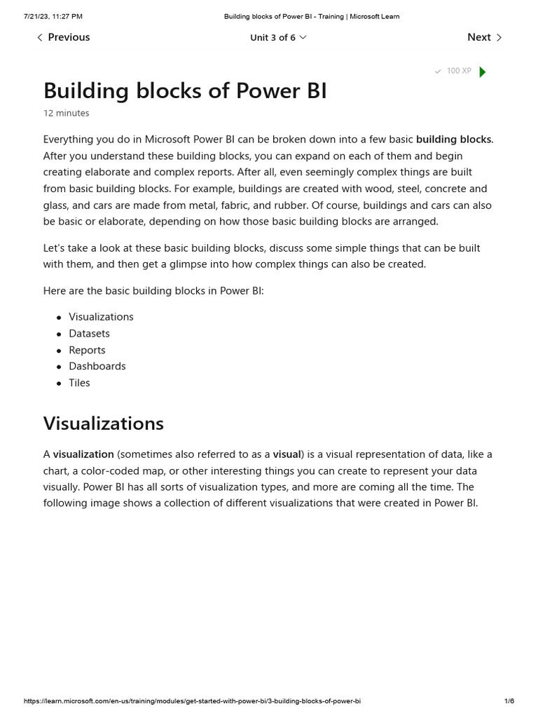 Building Blocks of Power BI - Training - Microsoft Learn | PDF