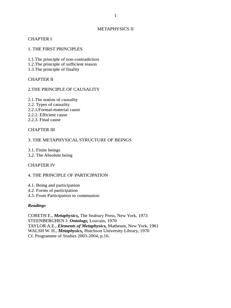 Metaphysics Ii | PDF