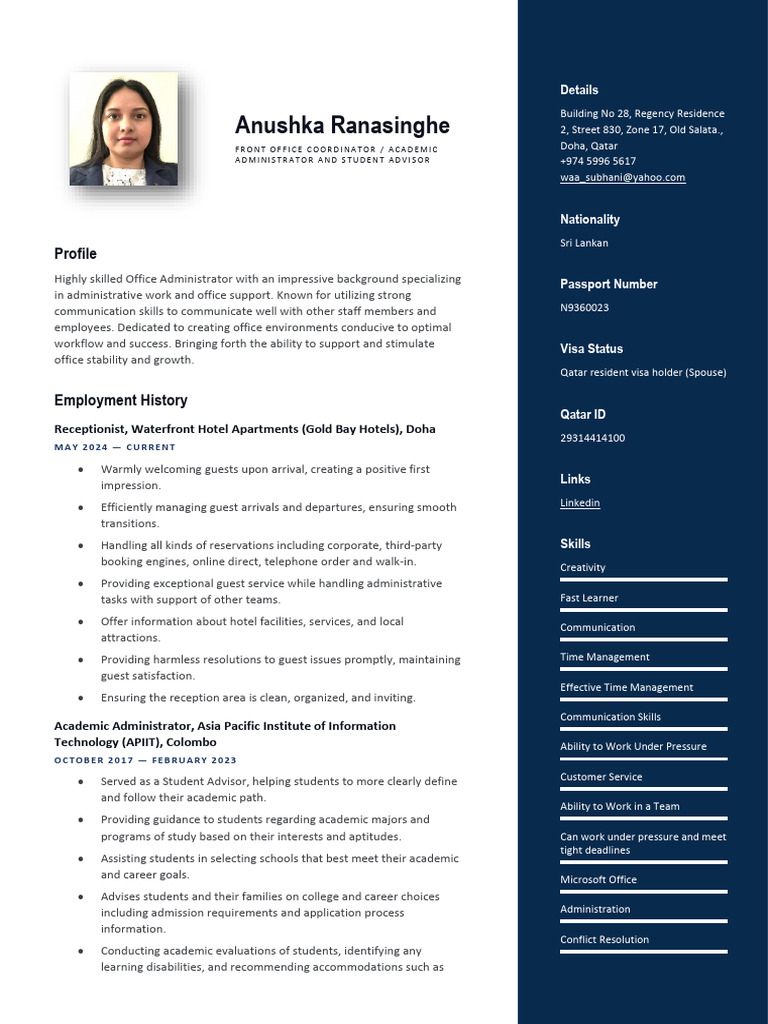 Resume Anushka Ranasinghe | PDF