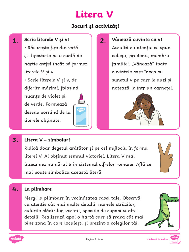 Litera V - Jocuri Si Activitati | PDF