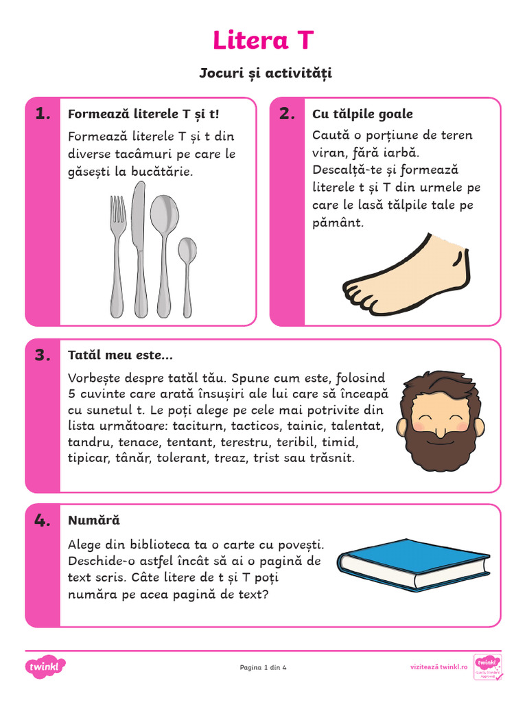 Litera T - Jocuri Si Activitati | PDF