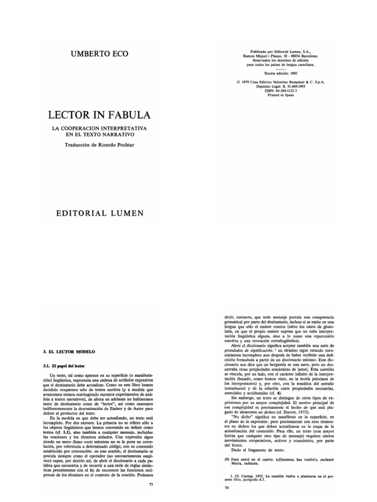 Eco Lector in Fabula TUPD | PDF