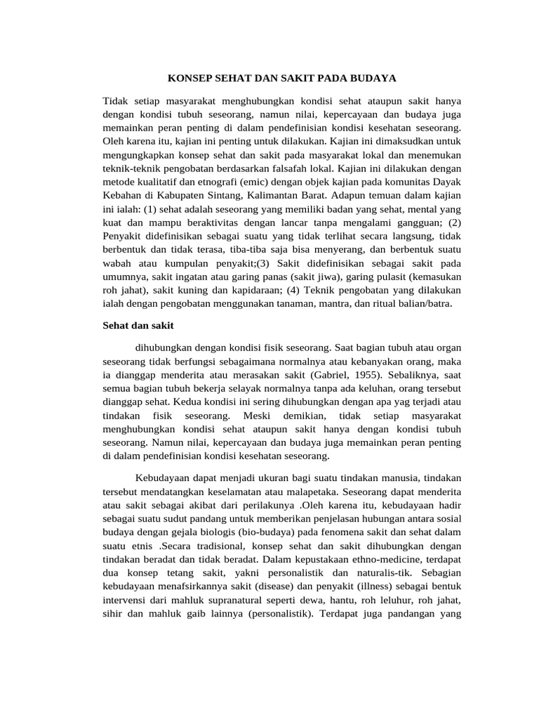 Konsep Sehat Dan Sakit Pada Budaya-1 | PDF | Kesehatan Holistik