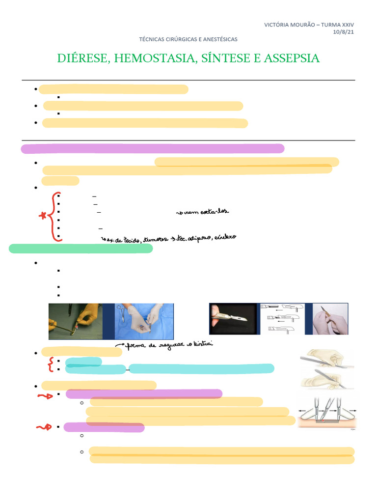 1-Diérese, Hemostasia, Síntese e Assepsia | PDF