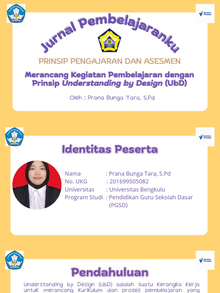Jurnal Pembelajaranku Merancang Kegiatan Pembelajaran Dengan Prinsip ...
