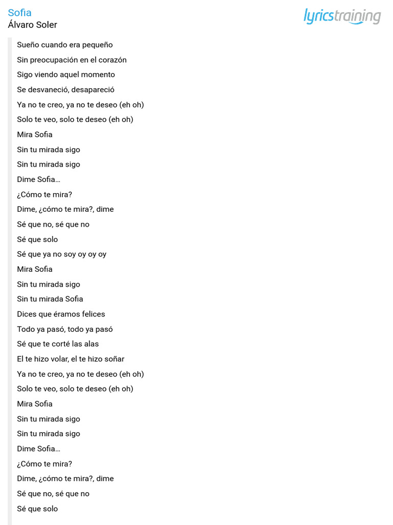 Álvaro Soler - Sofia | PDF
