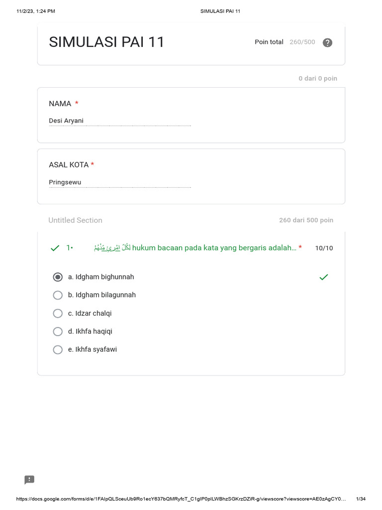 SIMULASI PAI 11 | PDF