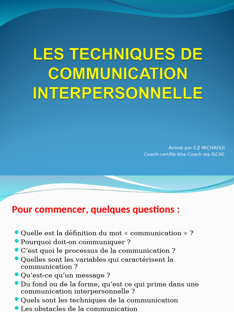 Communication Interpersonnelle | PDF