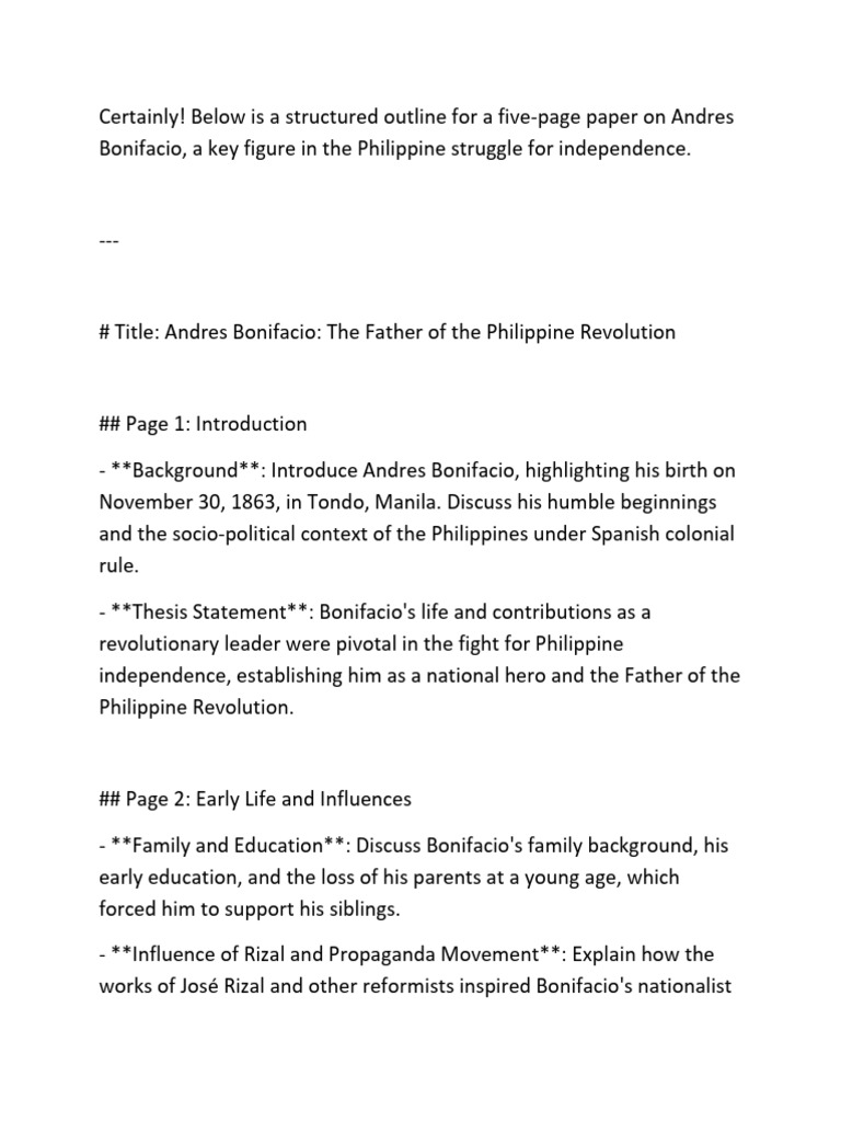 Andres Bonifacio's Life and Accomplishments and Impact in Society | PDF ...