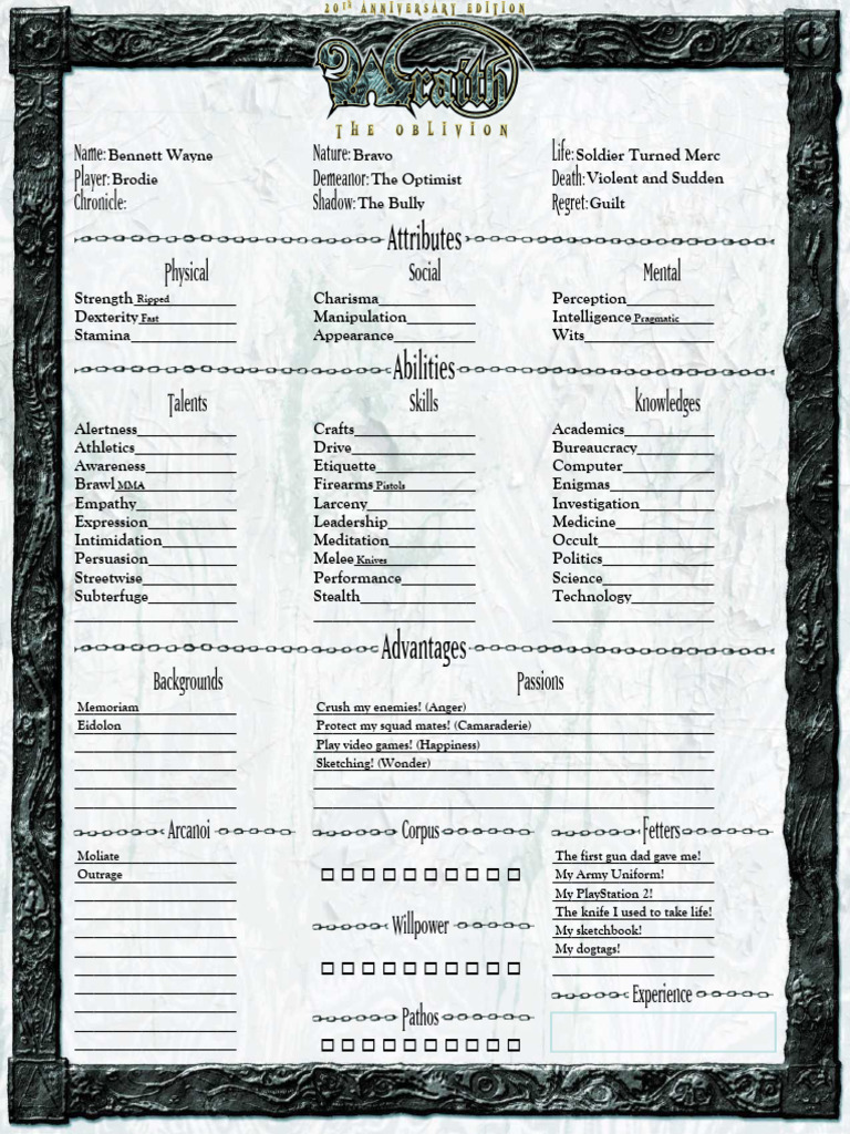 Inspiration, Example For A Good Wraith | PDF