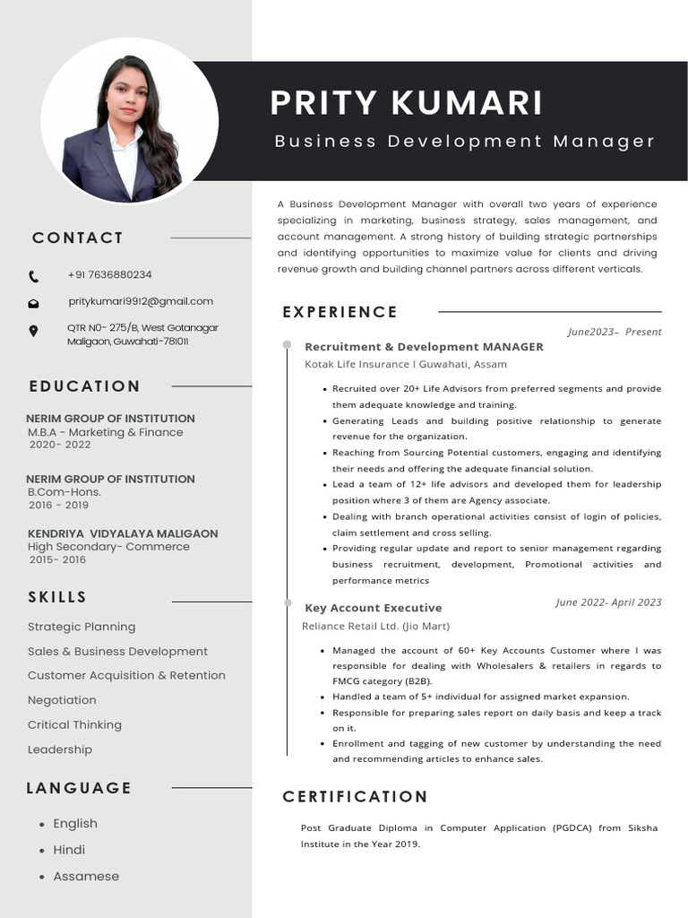 Prity Kumari - CV | PDF