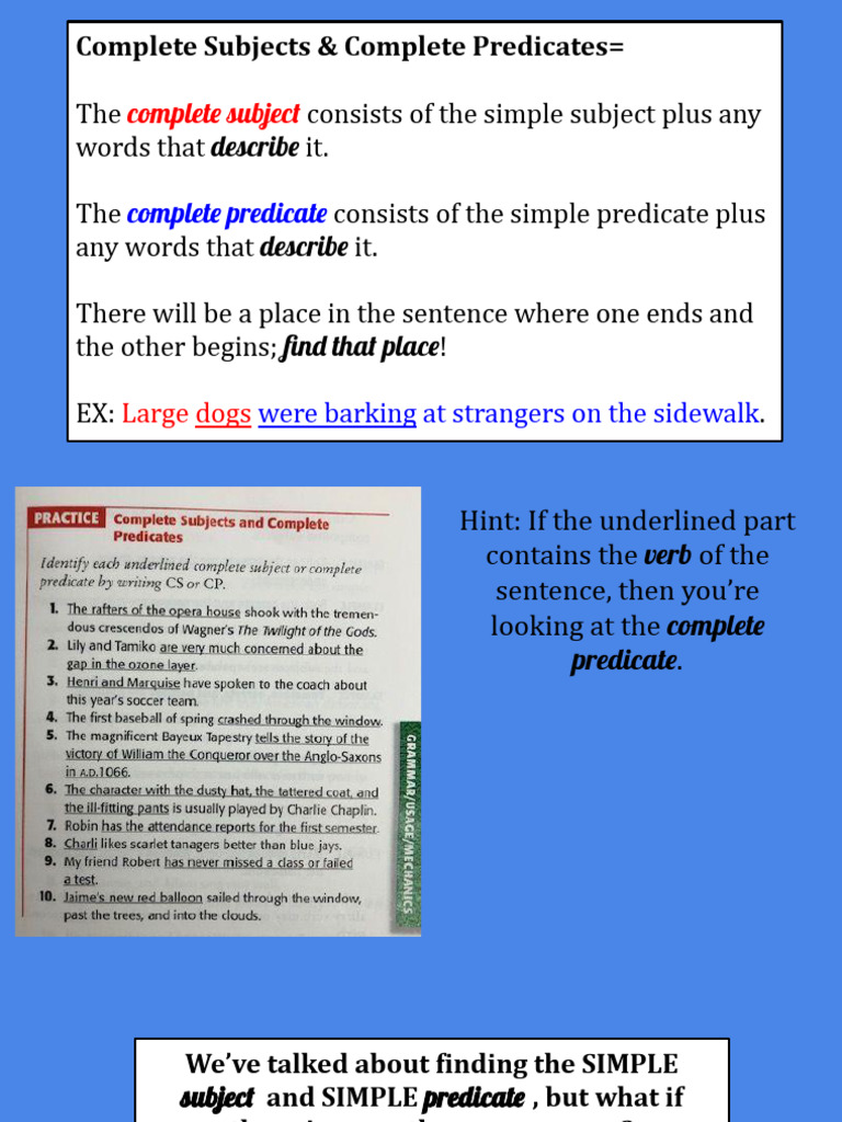 Complete & Compound Subjects and Predicates | PDF