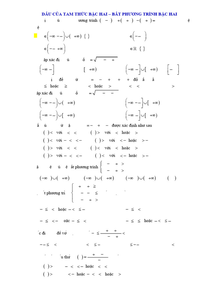DS - C4 - Dau Cua Tam Thuc Bac Hai - Bat Phuong Trinh Bac Hai PHÃ - T HS | PDF