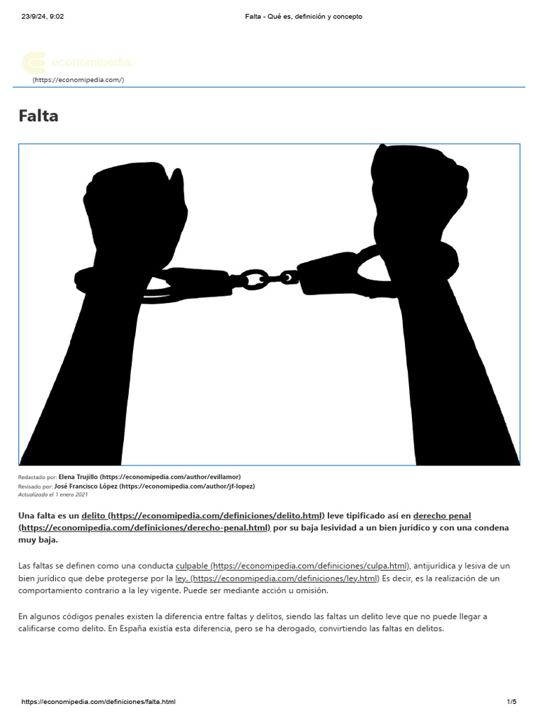Falta - Qué Es, Definición y Concepto | PDF
