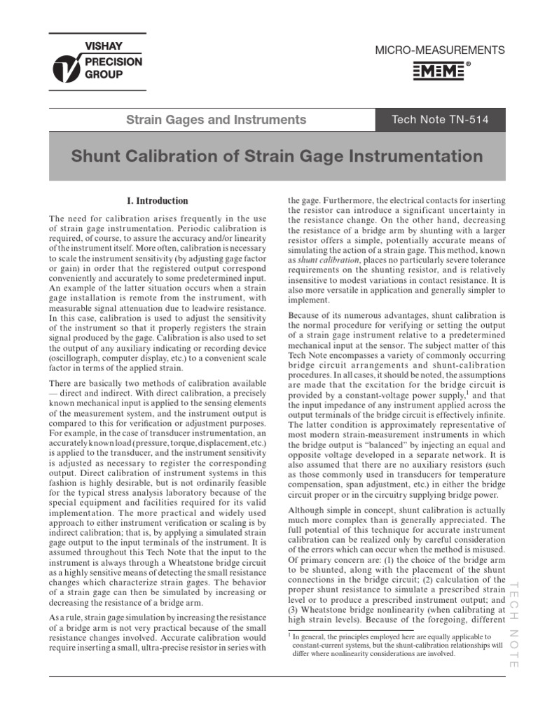 Shunt Calibration Article | PDF