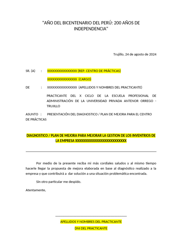 Formato de Carta y Esquema de Plan de Mejora-2024-20 | PDF