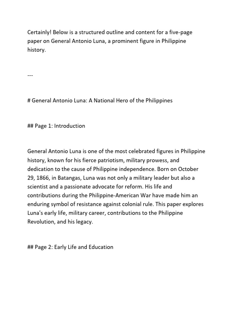 Legacy of General Antonio Luna | PDF | Philippines | Military