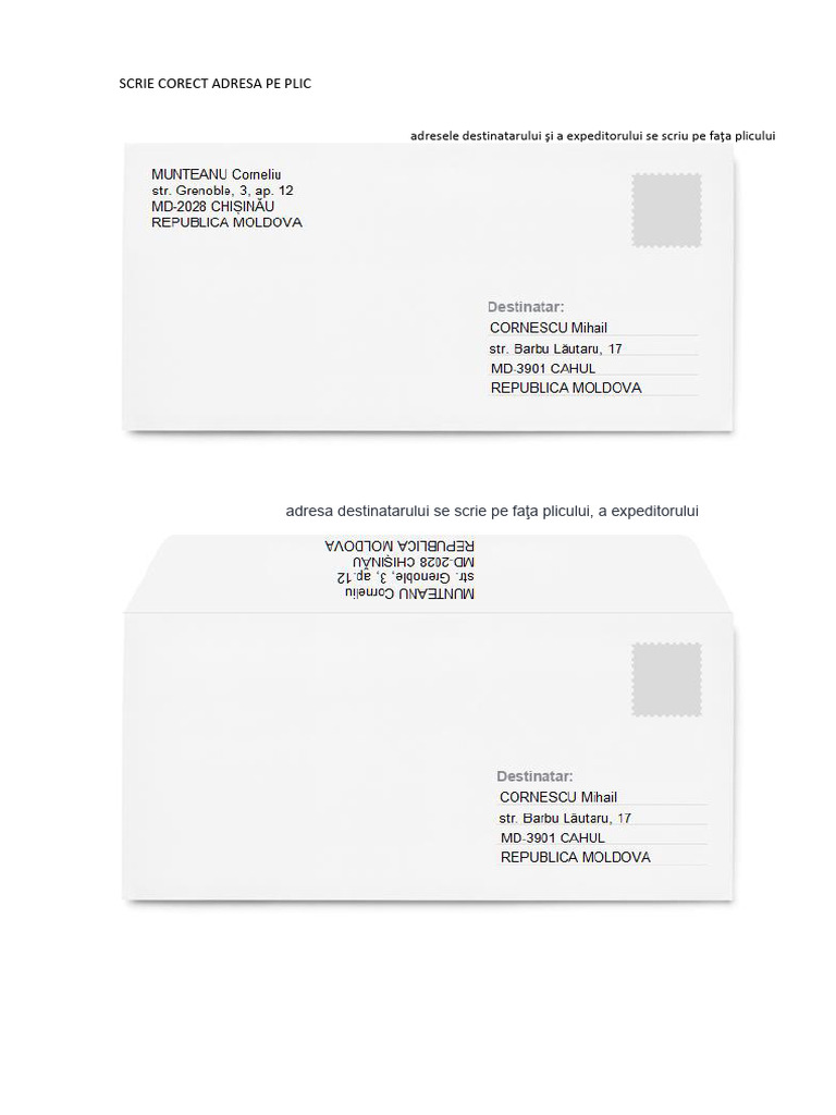 Scrie Corect Adresa Pe Plic | PDF