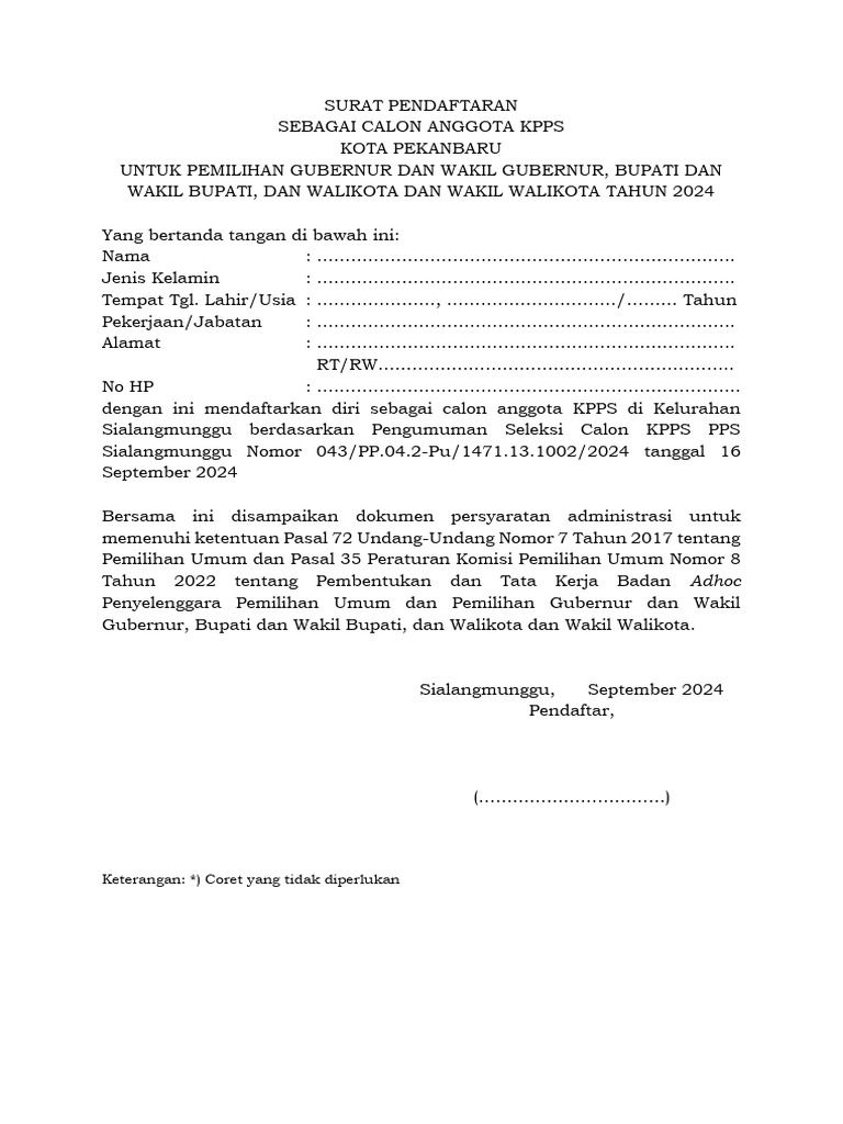 Formulir Pendaftaran KPPS | PDF | Karier & Perkembangan | Olahraga ...