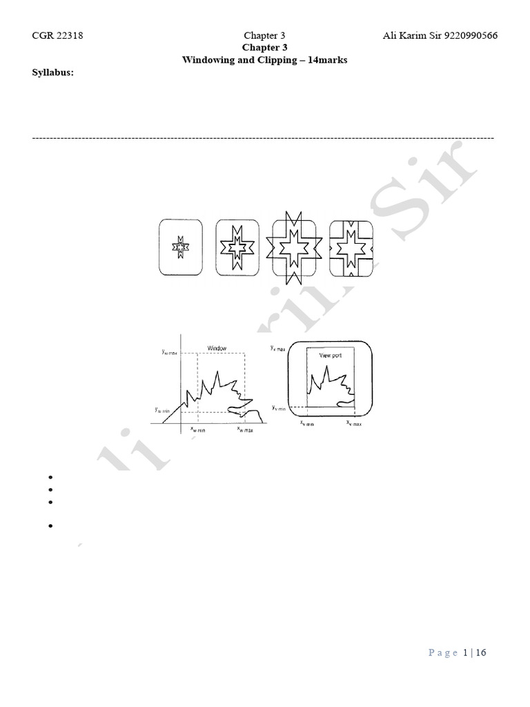 CGR Chapter 4 Windowing and Clipping | PDF