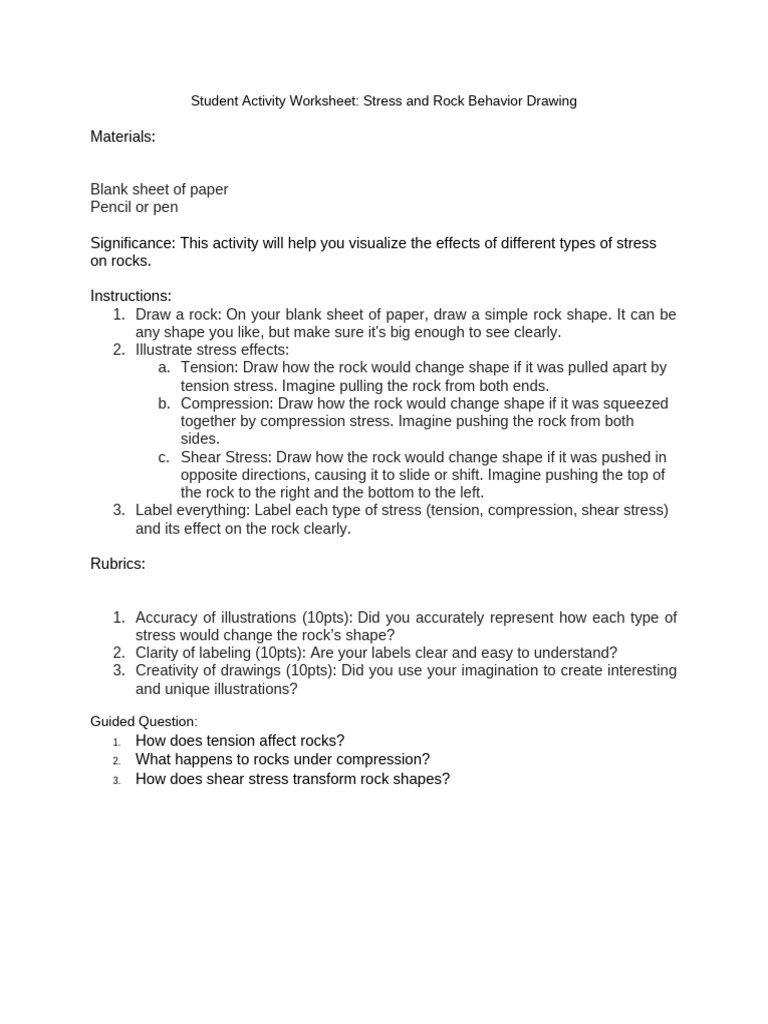 Student Activity Worksheet Pdf