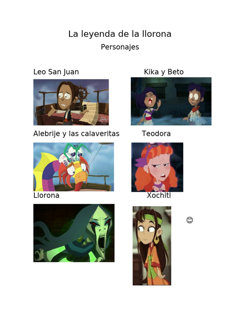La leyenda de la llorona - personajes (1) | PDF