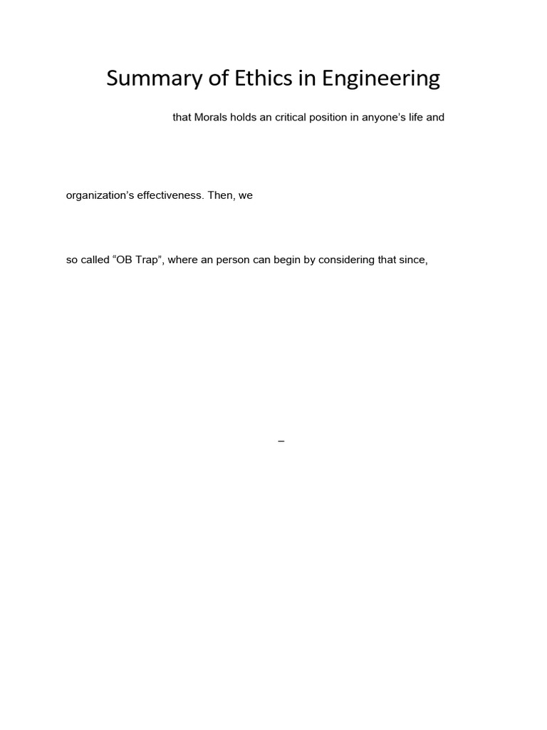 Ethics Summary | PDF