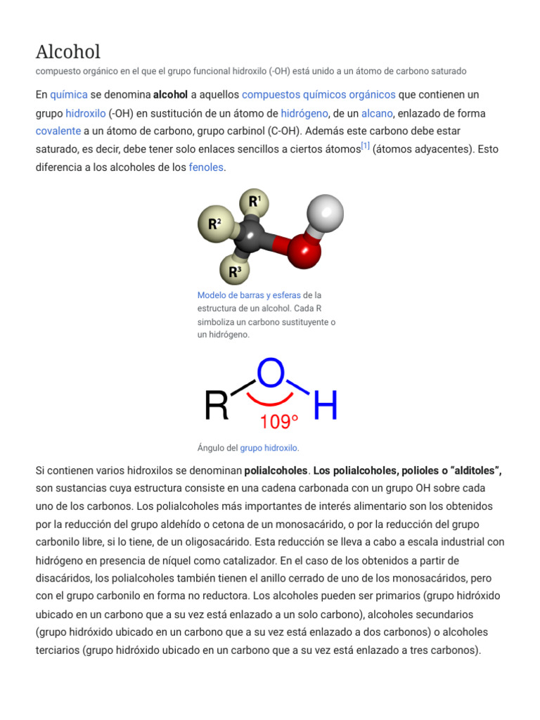 Alcohol - Wikipedia, La Enciclopedia Libre | PDF