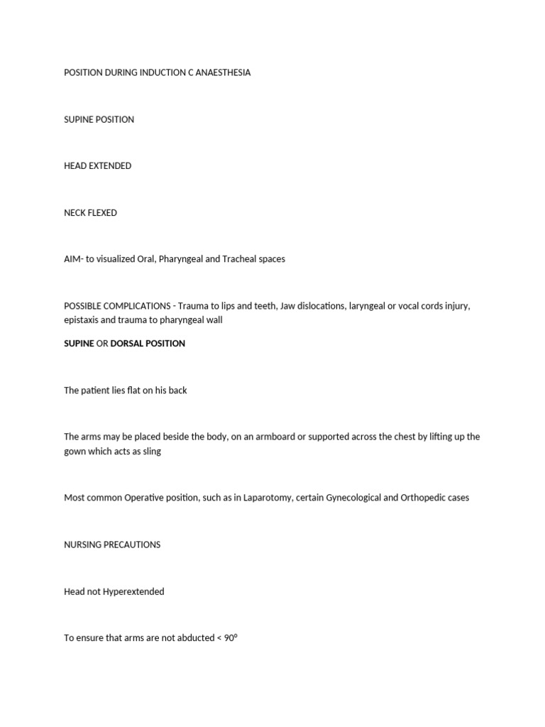 Semi-Recumbent Position in Anesthesia | PDF | Anatomical Terms Of ...