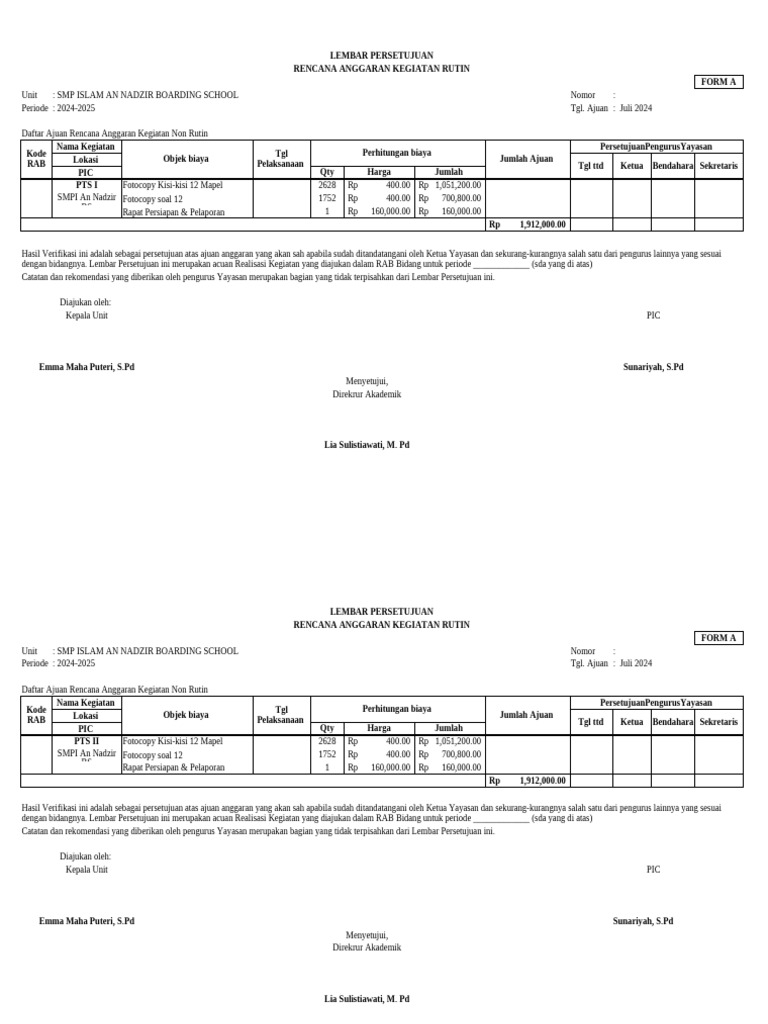 Form A PTS 1&2 Pas 1&2 2024 | PDF