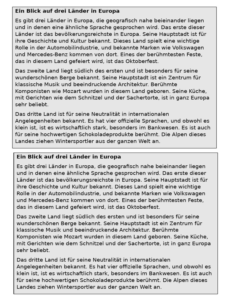 DACH Länder Blätter Zum Drucken | PDF
