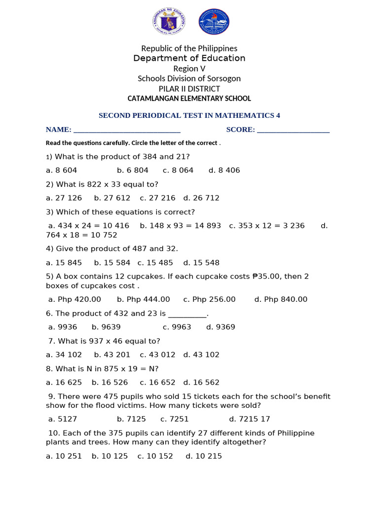 Q2 Math PT | PDF