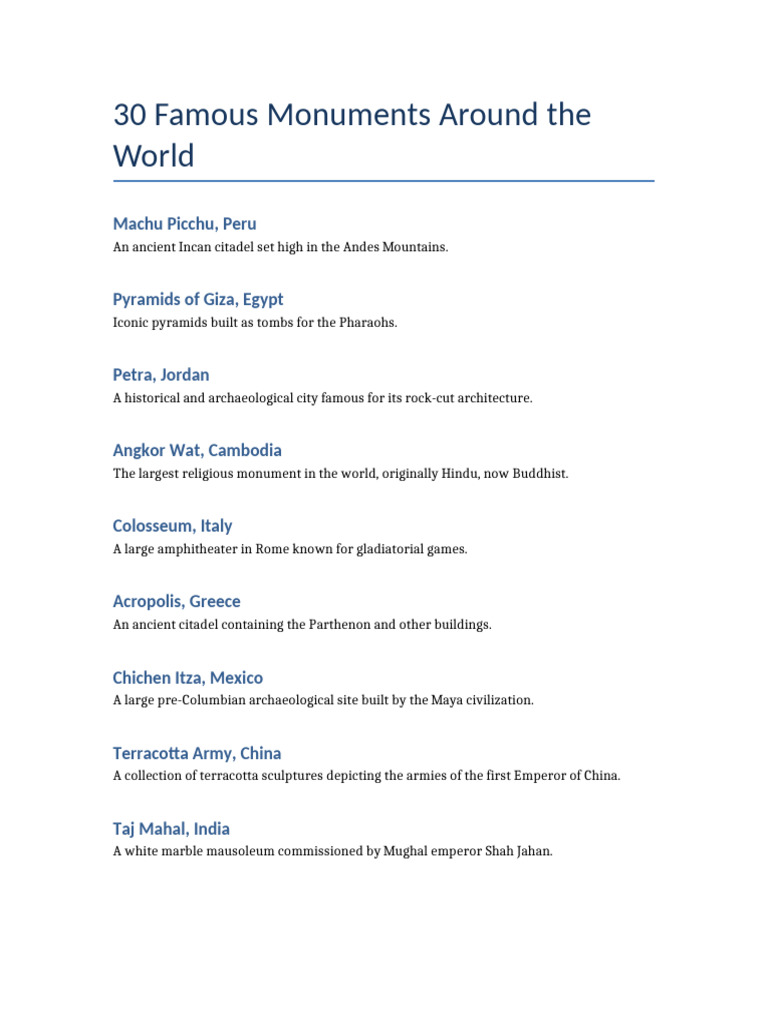30_Famous_Monuments | PDF