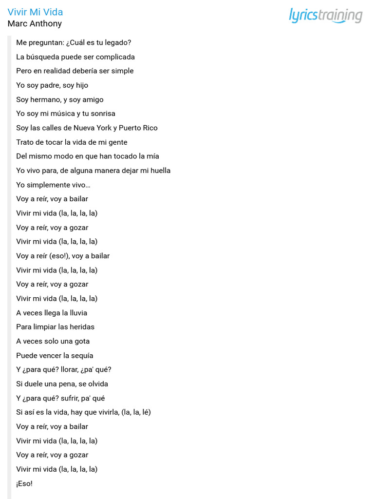 Marc Anthony - Vivir Mi Vida | PDF