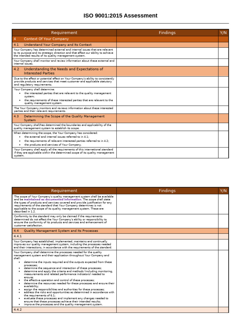 ISO 9001 Audit Checklist | PDF