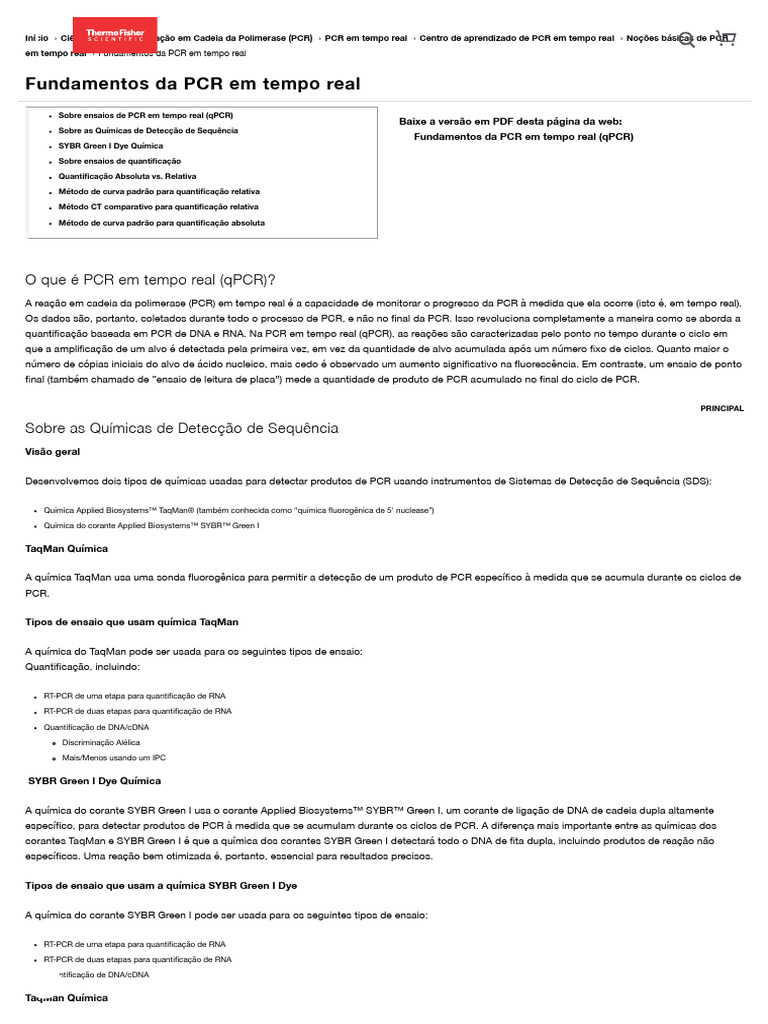 Fundamentos Da PCR em Tempo Real - Thermo Fisher Scientific - BR | PDF