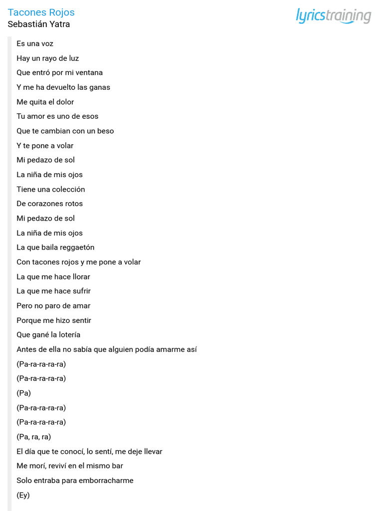 Sebastián Yatra - Tacones Rojos | PDF