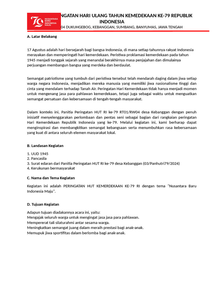 Rencana Proposal Agustusan Dukuhgebog | PDF