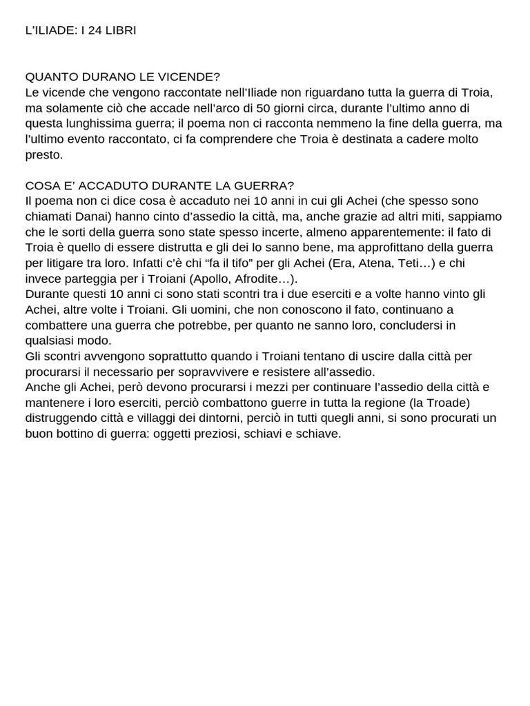 L'iliade - I 24 Libri | PDF