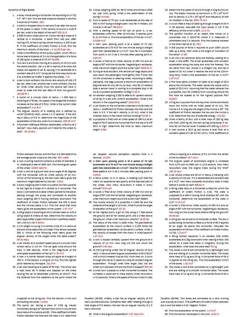 Dynamics Of Rigid Bodies 100 Problems Pdf