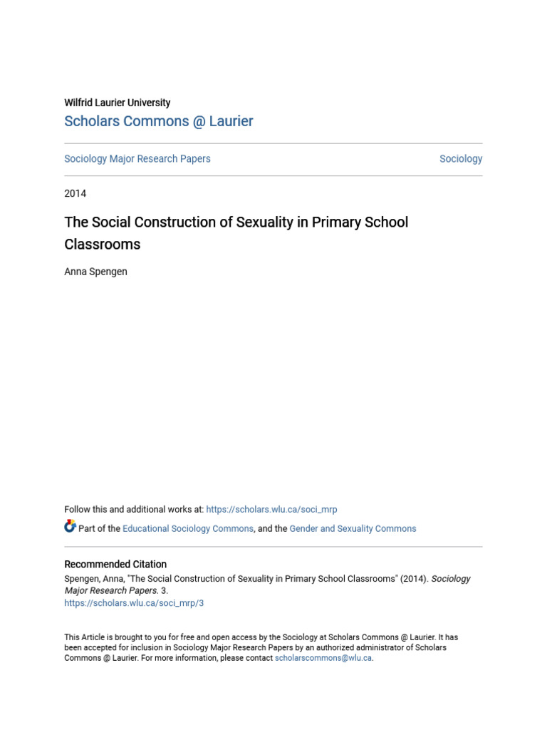 The Social Construction of Sexuality in Primary School Classrooms | PDF ...