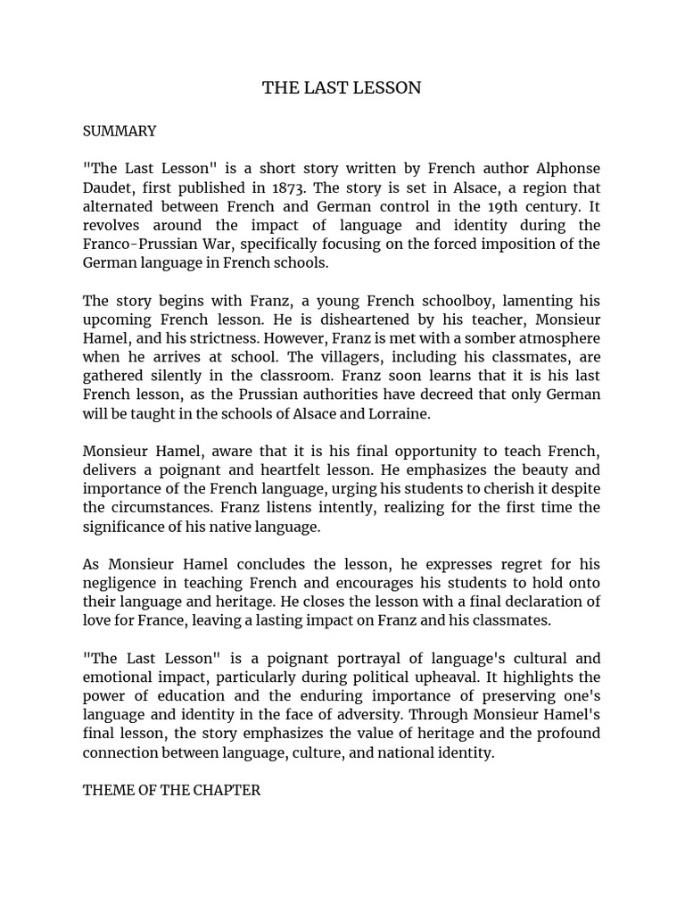 The Last Lesson | PDF