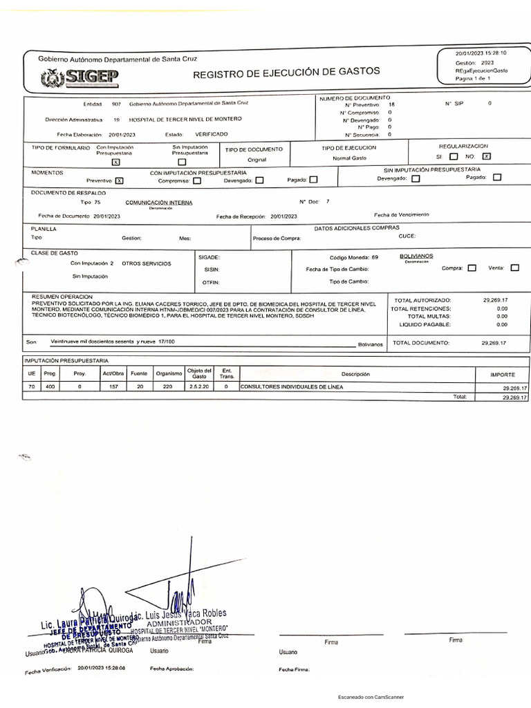 Registro Ejecucion de Gastos | PDF