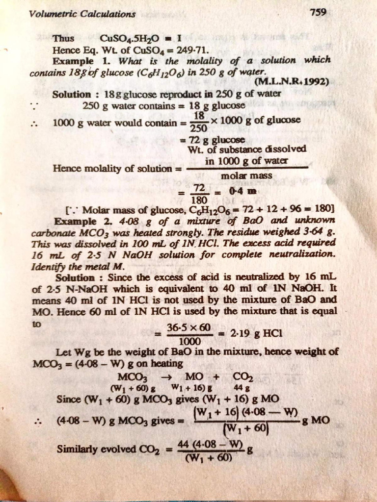 Examples Volumetric Tritation | PDF