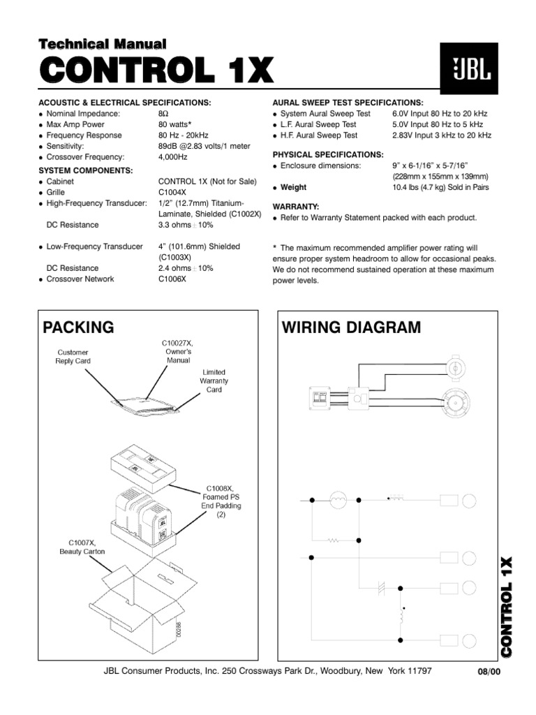 JBL Control 1-x 80w Speaker System SM | PDF