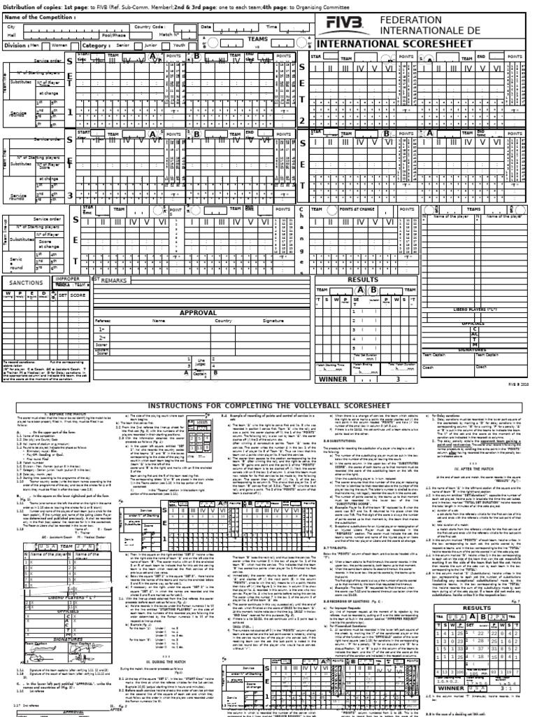 FIVB VB Scoresheet 2010 Updated | PDF