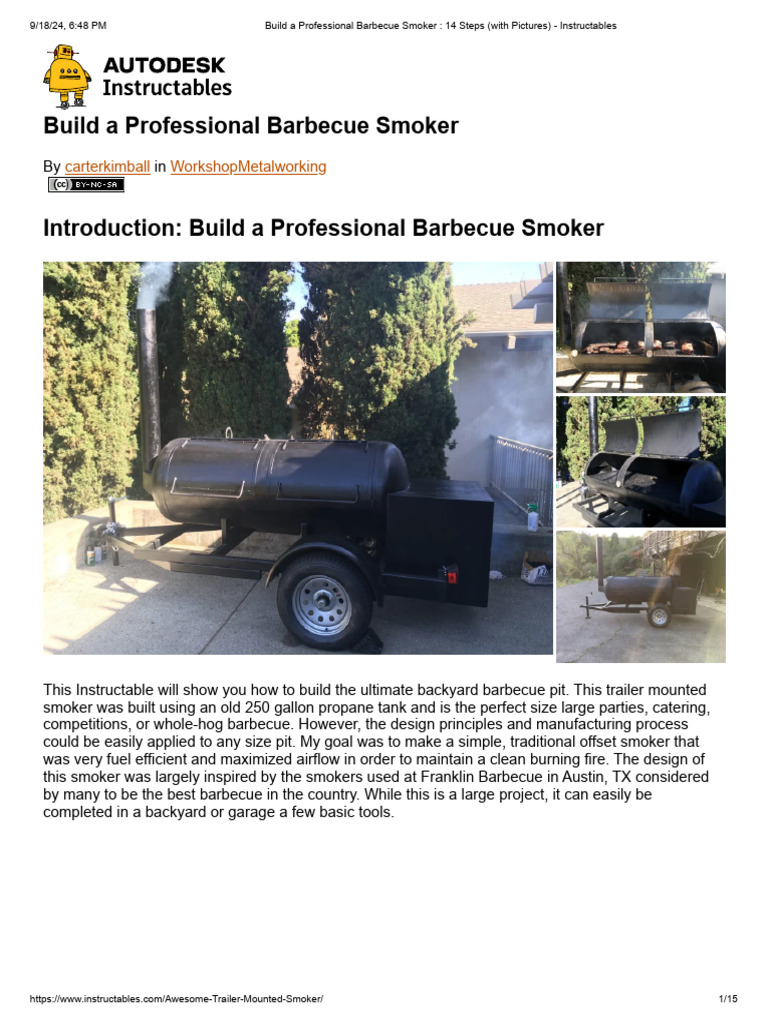Build A Professional Barbecue Smoker - 14 Steps (With Pictures) - Instructables | PDF | Smoking ...