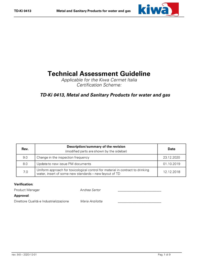 Td Ki 0413 V9 0 Metal And Sanitary Products For Water And Gas Pdf