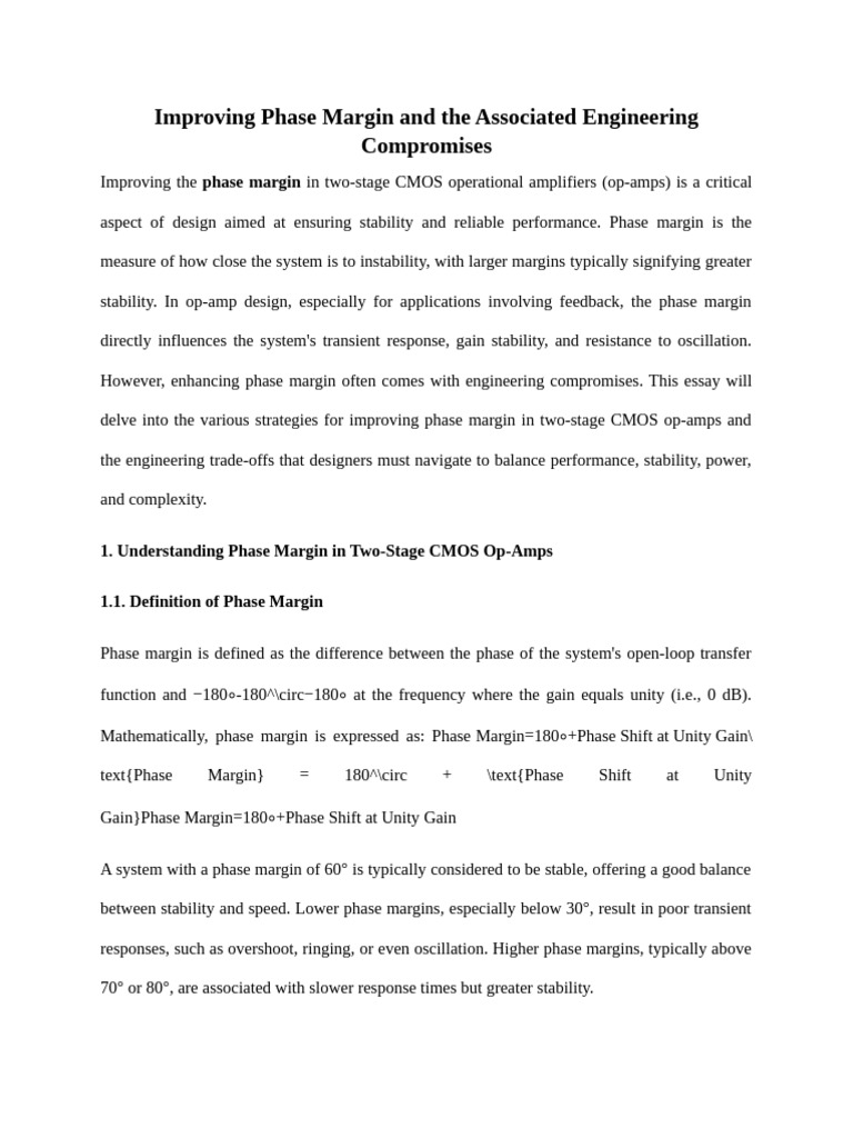 Improving Phase Margin and The Associated Engineering Compromises | PDF