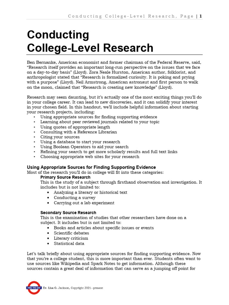 Conducting College-Level Research | PDF | Academic Journal | Career ...